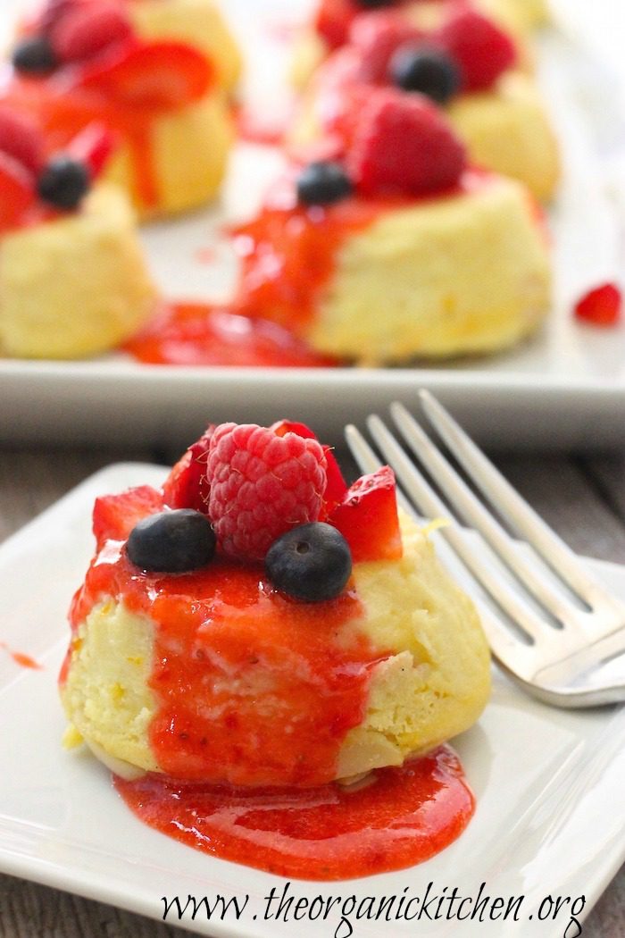 Lemon Vanilla Ricotta Cheesecake with Strawberry Coulis | The Organic ...