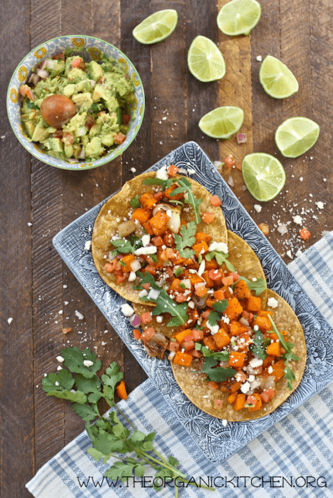 Butternut Squash Tostadas with Chunky Guacamole | The Organic Kitchen ...