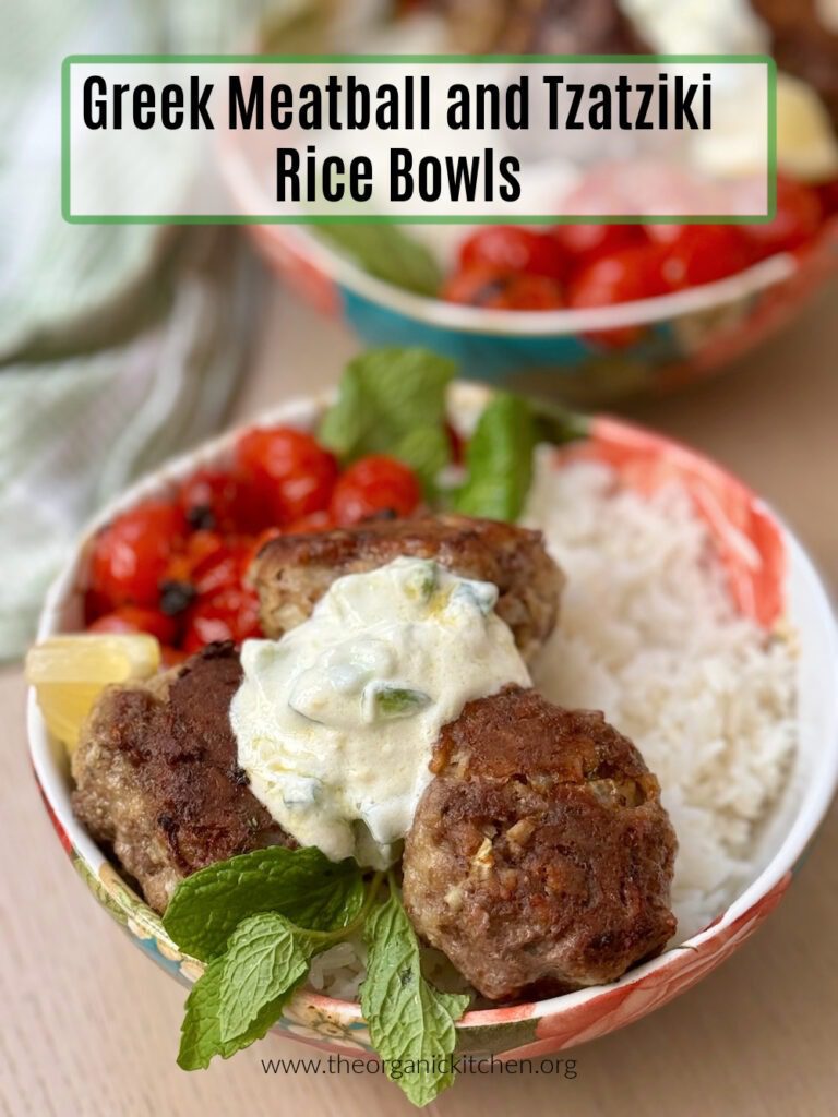 Greek Meatball and Tzatziki Rice Bowls